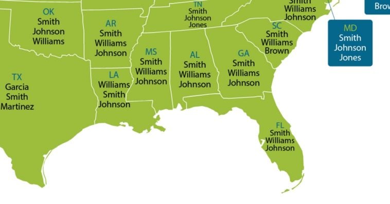 This Map Shows The Most Popular Surname In Your State | DoYouRemember?