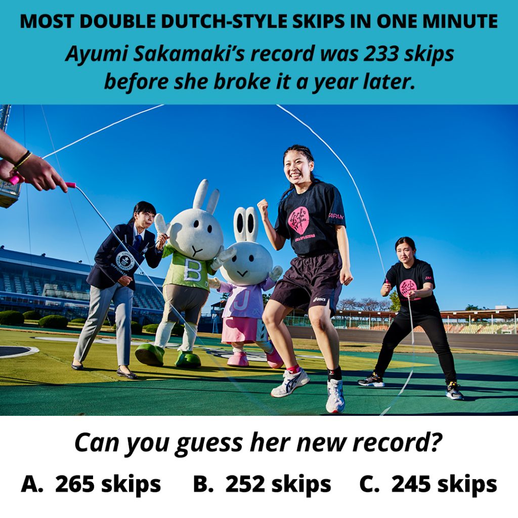 Guinness World Records - Most Double Dutch-style skips in one minute ...