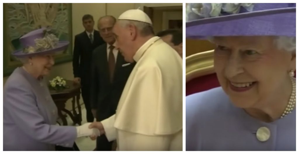 Incredible Footage Of Queen Elizabeth Meeting Pope Francis