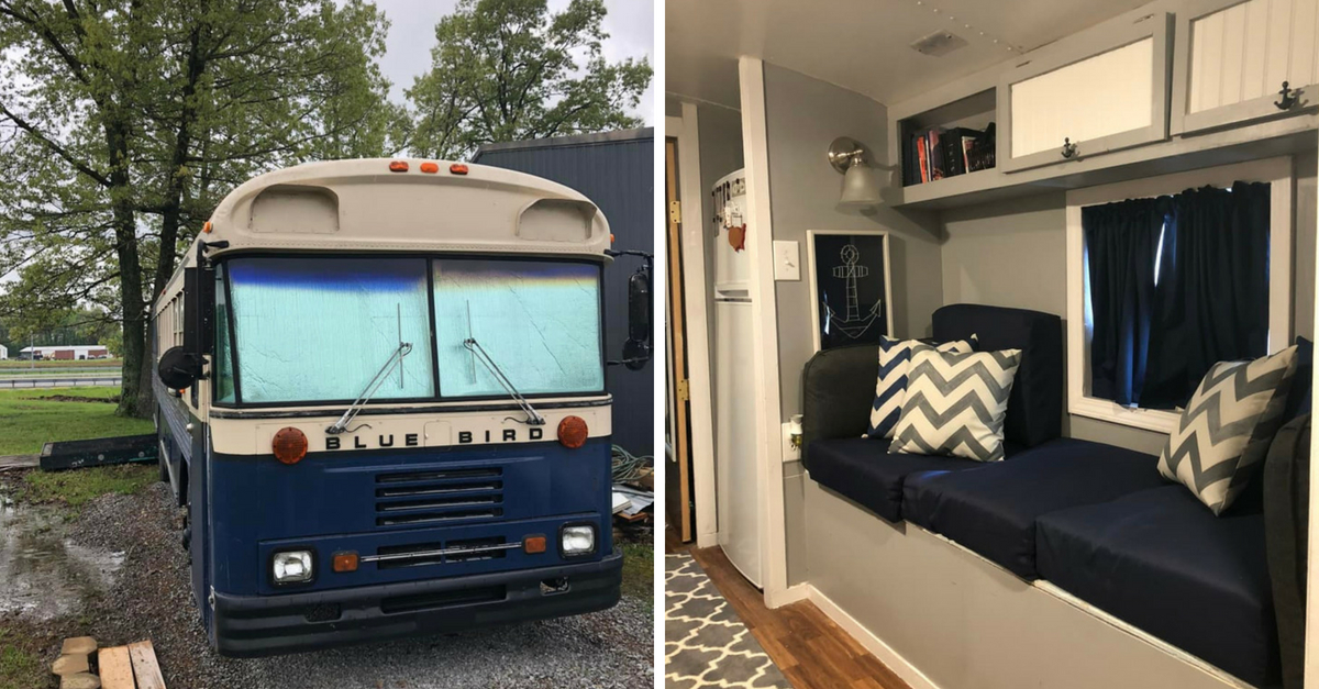 1989 Bluebird Bus Transformed Into Adorable Traveling Tiny Home