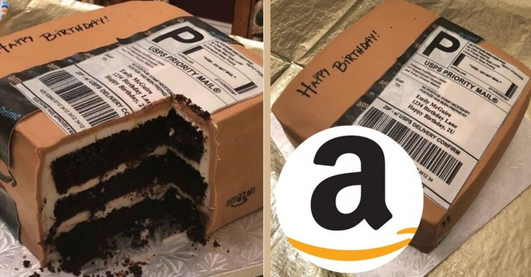 Husband Surprises Wife With An Amazon Box Birthday Cake