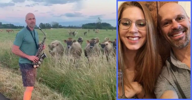 Watch This Dad Playing The Sax For A Crowd Of Very Appreciative Cows