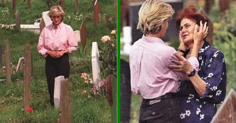 Princess Diana Comforts A Woman Crying At Her Dead Son's Grave