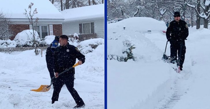 Police Officers Clear Snow From 99-Year-Old Woman's Driveway