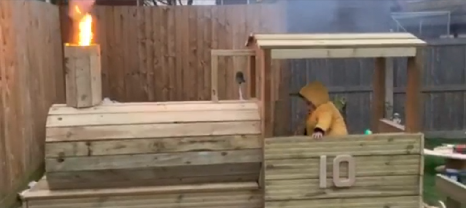 Dad Builds Son Realistic Wooden Train With Working Steam Engine