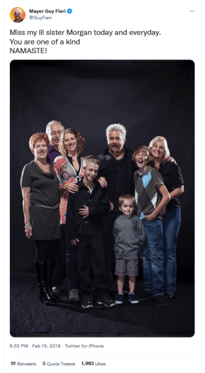 Guy Fieri Pays Tribute To Late Sister Morgan On Heavenly Birthday