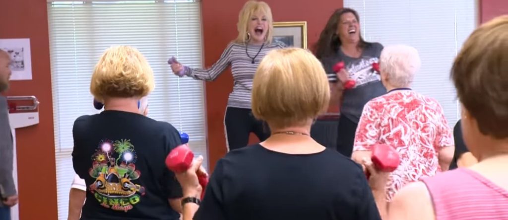 WATCH: Dolly Parton Once Surprised Seniors At Their Exercise Class ...