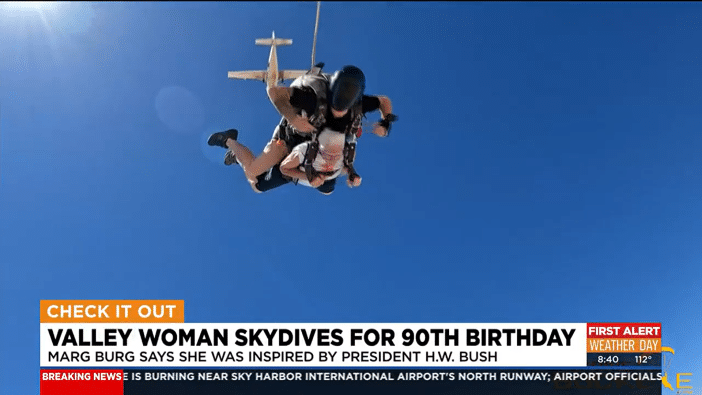 Inspired By Former President, Woman Celebrates 90th Birthday By Skydiving