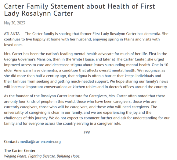 Jimmy And Rosalynn Carter Are In "Final Chapter" Of Lives, Says Grandson